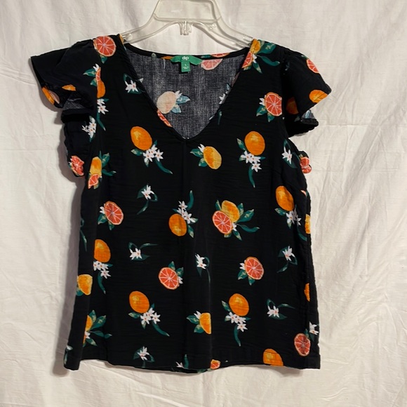 dip | Tops | Dip Tank Top Large Gauze Cotton Soft Black Citrus Oranges ...